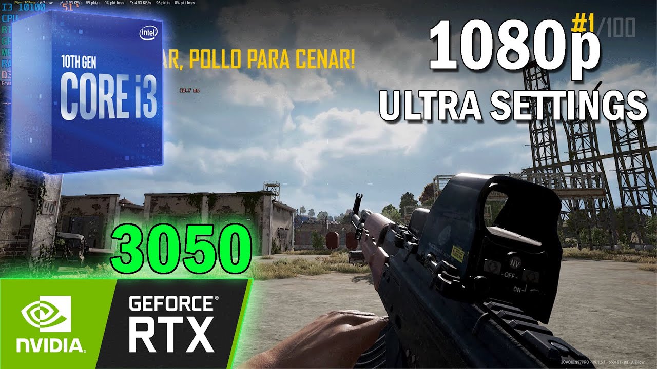 PUBG Ultra settings 1080p | RTX 3050 + intel i3 10100 | TEST GAMING ...
