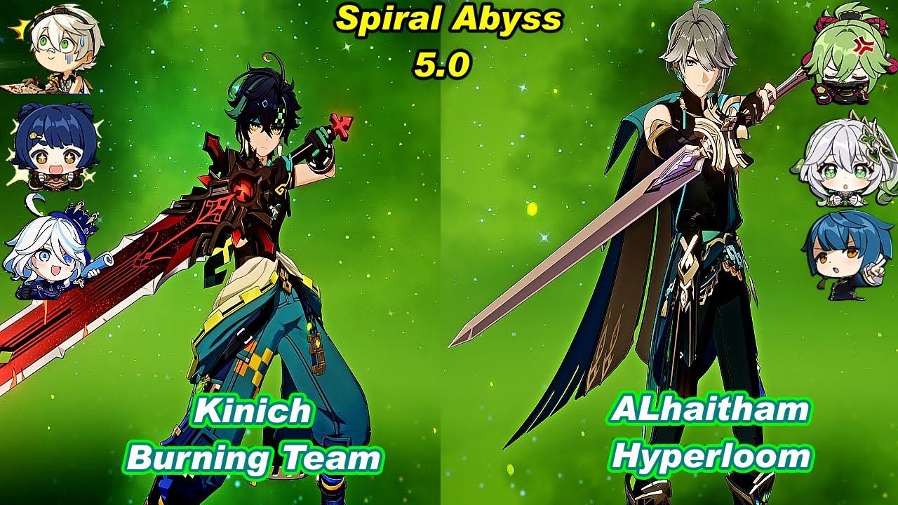 (5.0) C0 Kinich Burning Team & C0 ALhaitham Hyperloom Spiral Abyss Floor 12 Full Star_F2P - YouTube