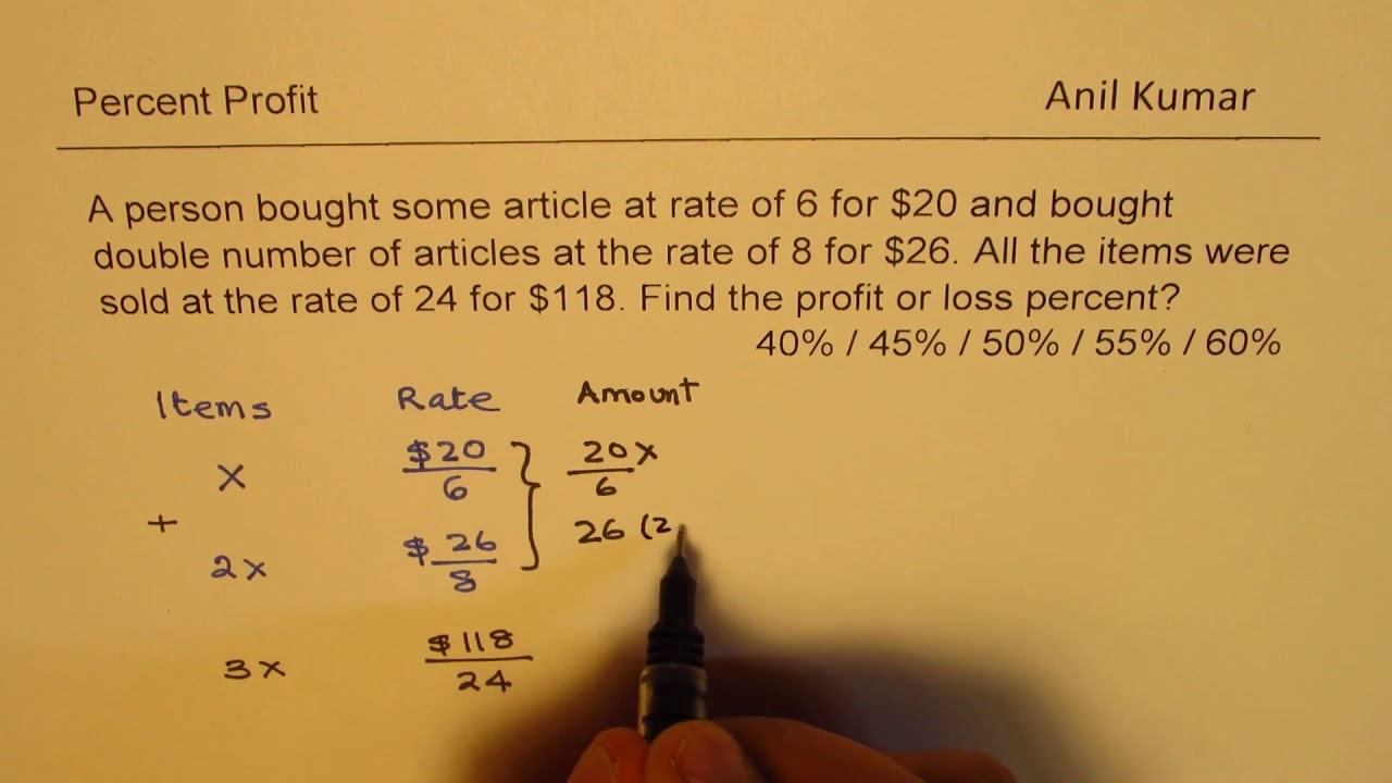 How to Calculate Percent Profit for Group Purchase in different lot ...