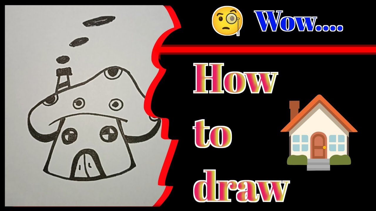How to draw Smurfs house || House hand drawing - YouTube