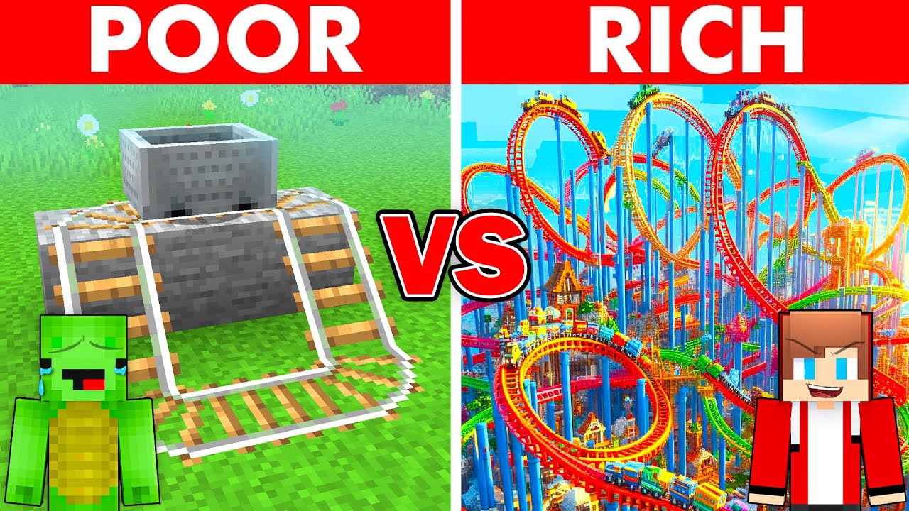 Mikey POOR vs JJ RICH Roller Coaster Survival Battle in Minecraft ...