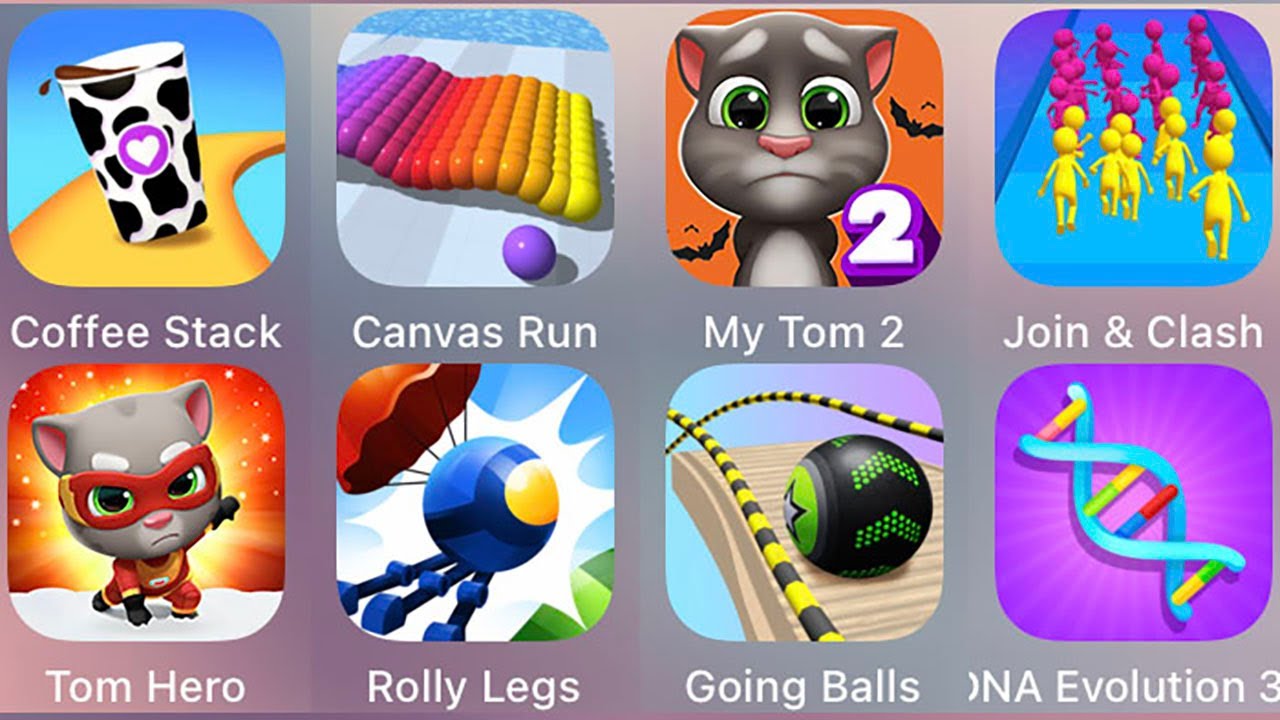 Coffee Stack,Tom Hero Dash,My Talking Tom 2,DNA Evolution 3D,Canvas Run ...
