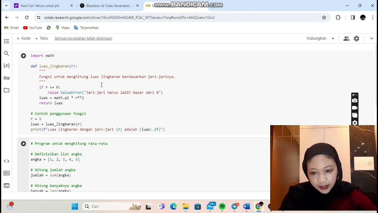 Menghitung luas lingkaran dengan Python - Miftakhul Rahma Nur'Izzati(182221013) - YouTube