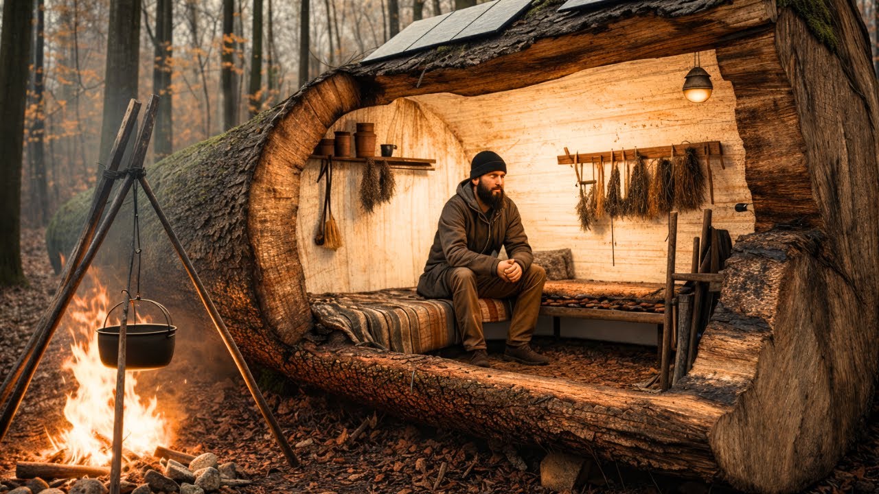 Building A Secret House Inside A Big Hollow Tree - ASMR - YouTube