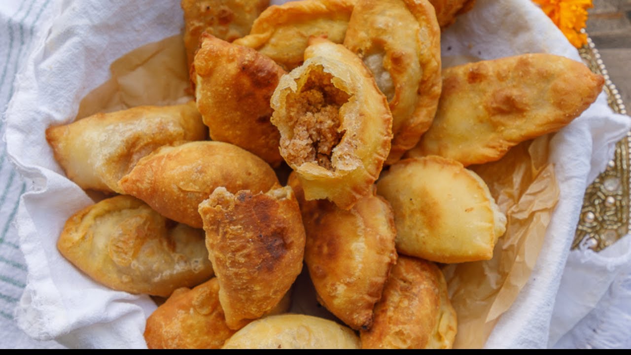 Delicious Gojiya Recipe: Sweet Spiced Coconut Fried Dough! - YouTube