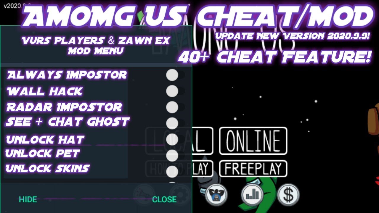 Among us mod! 40+ Features (Always Impostor, Wallhack, Radar Impostor ...