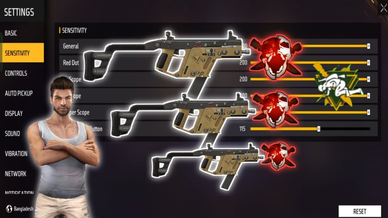 VECTOR auto headshot sensibilità free fire || impostazione headshot ...