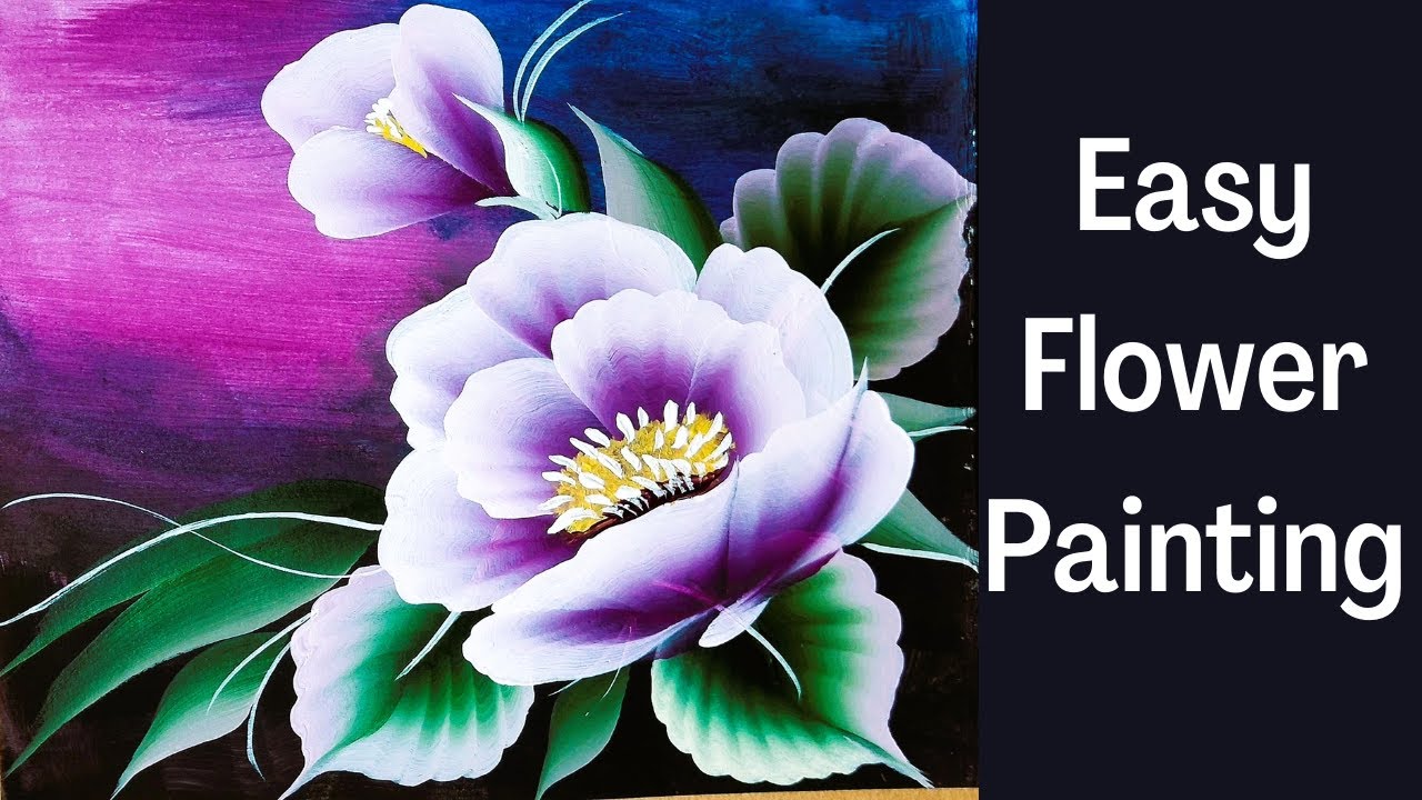 Acrylic Flower Painting - Step by Step - YouTube