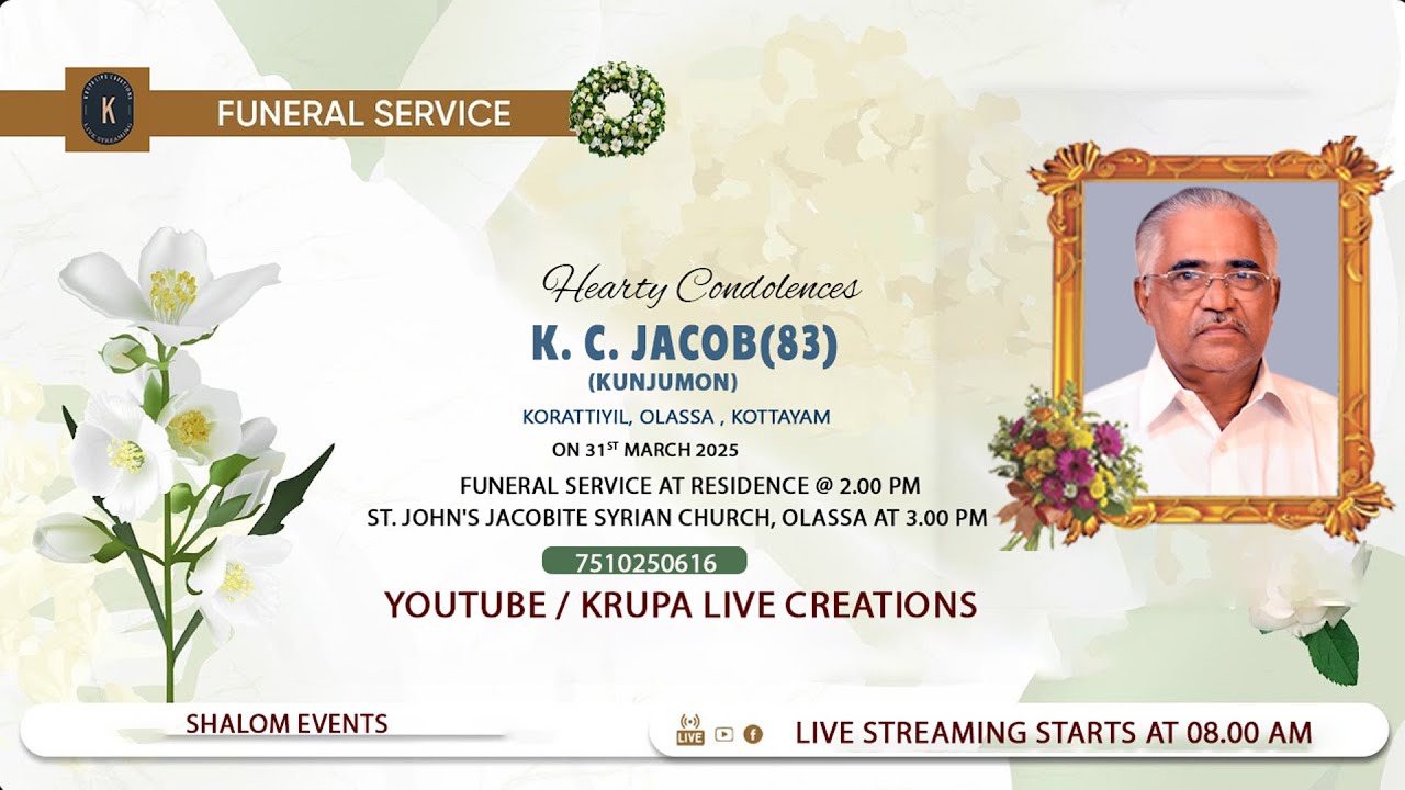 K.C.JACOB(83) // FUNERAL LIVE STREAMING// 31.03.25 - YouTube