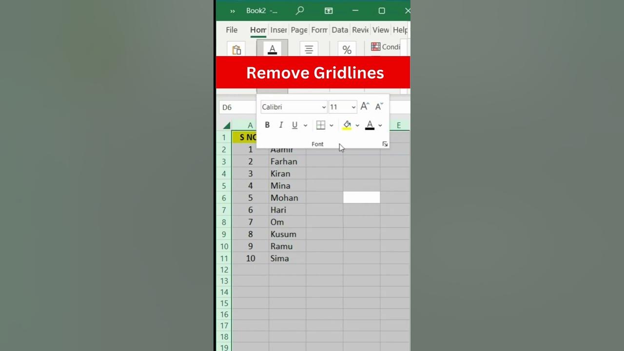 How To Remove Gridlines In Excel #shorts - YouTube