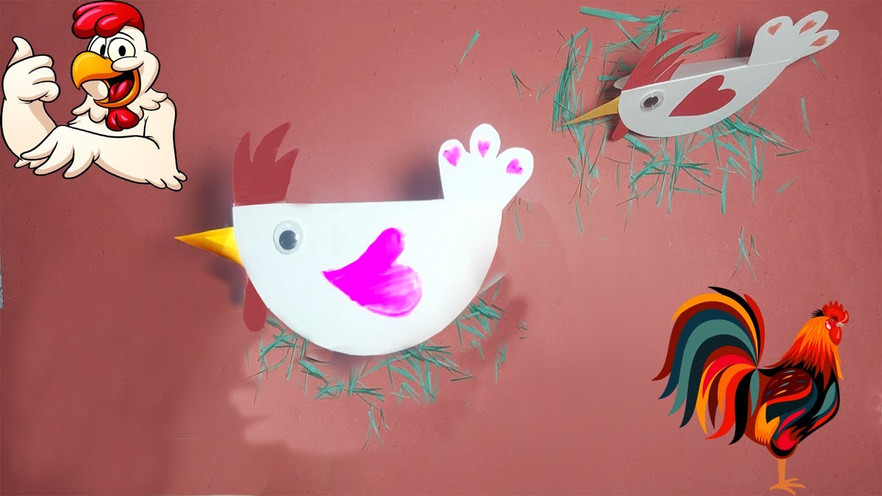 How to make a paper hen | Origami Hen Easy | Moving Paper Toys - YouTube