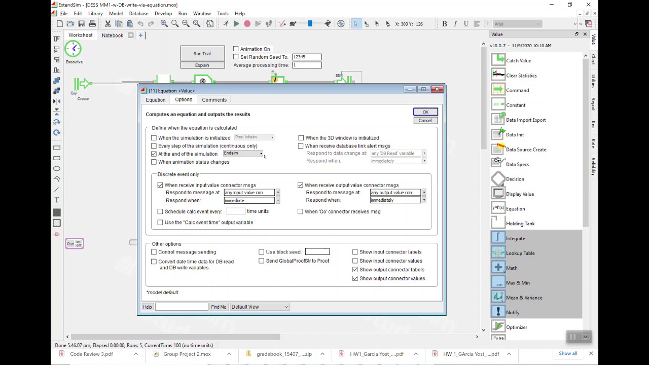 ExtendSim equation block write to Database - YouTube