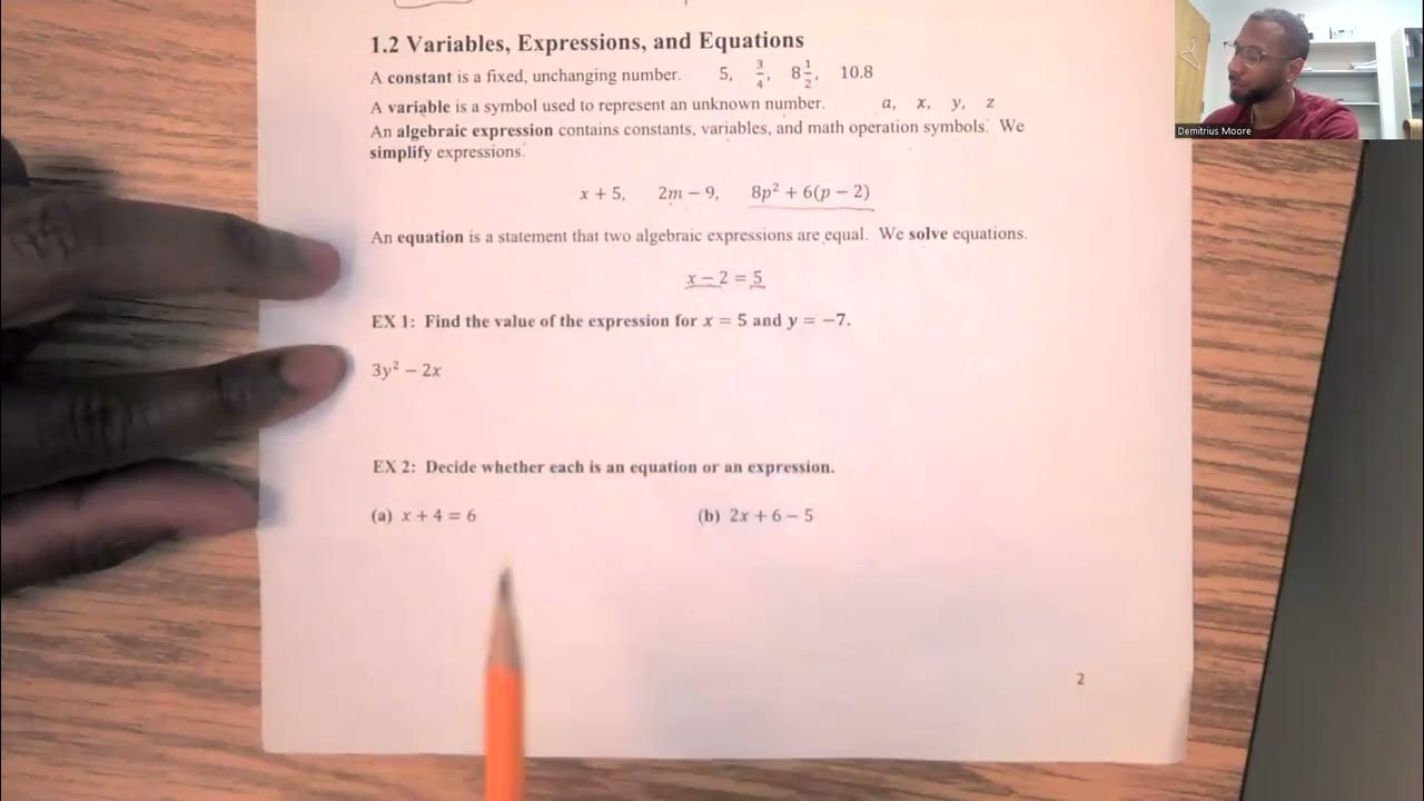 1 2 Variables, Expressions, Equations - YouTube