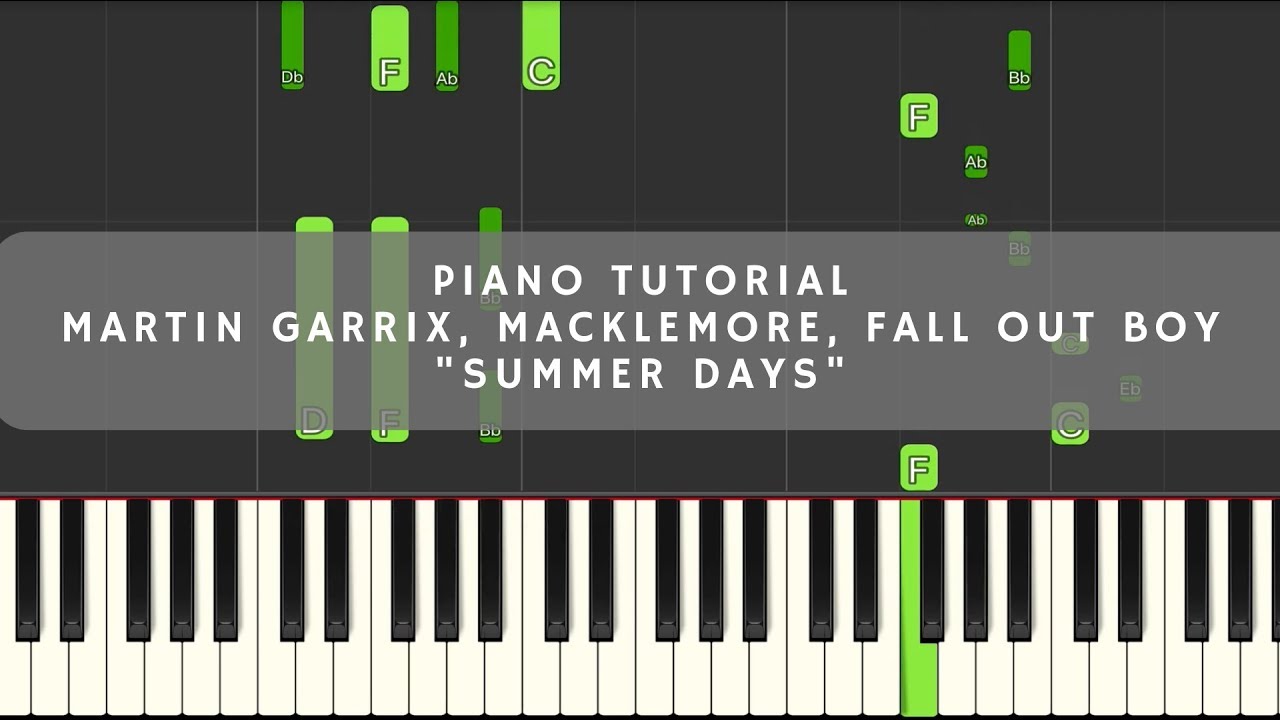 "Summer Days" - Martin Garrix, Macklemore, Fall Out Boy (Piano Tutorial ...