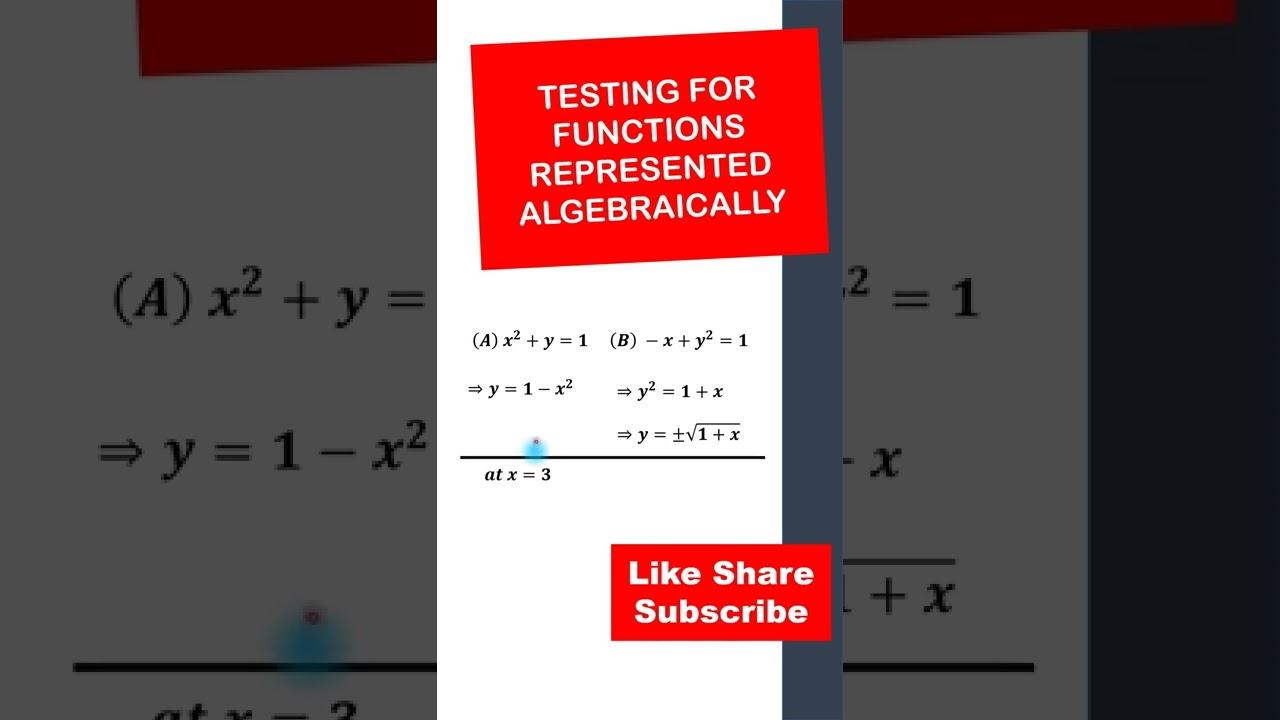 📢How to Test for Functions Represented Algebraically? - YouTube