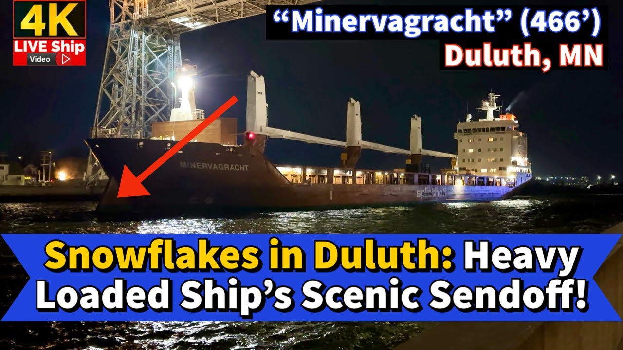 ⚓️Snowflakes in Duluth: Heavy Loaded Ship’s Scenic Sendoff! - YouTube