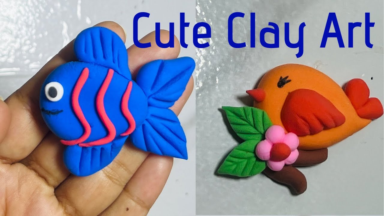 Cute Clay Art🩷 Miniature Art | Mini fish 🐠& bird🐦 With Clay | Kids ...
