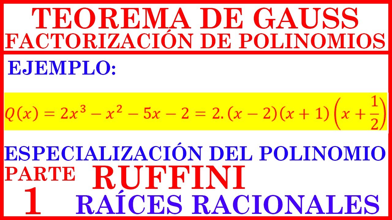 TEOREMA de GAUSS. FACTORIZACIÓN DE POLINOMIOS (RAÍCES RACIONALES ...