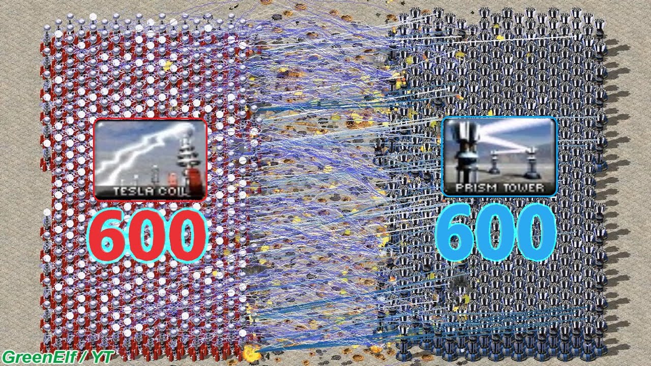 Defense Towers Battle (updated) - Tesla vs Prism - Red Alert 2 - YouTube