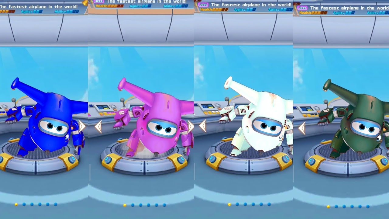 Super Wings Jett Run.Jett Blue vs Jett Pink vs Jett White vs Jett Dark ...
