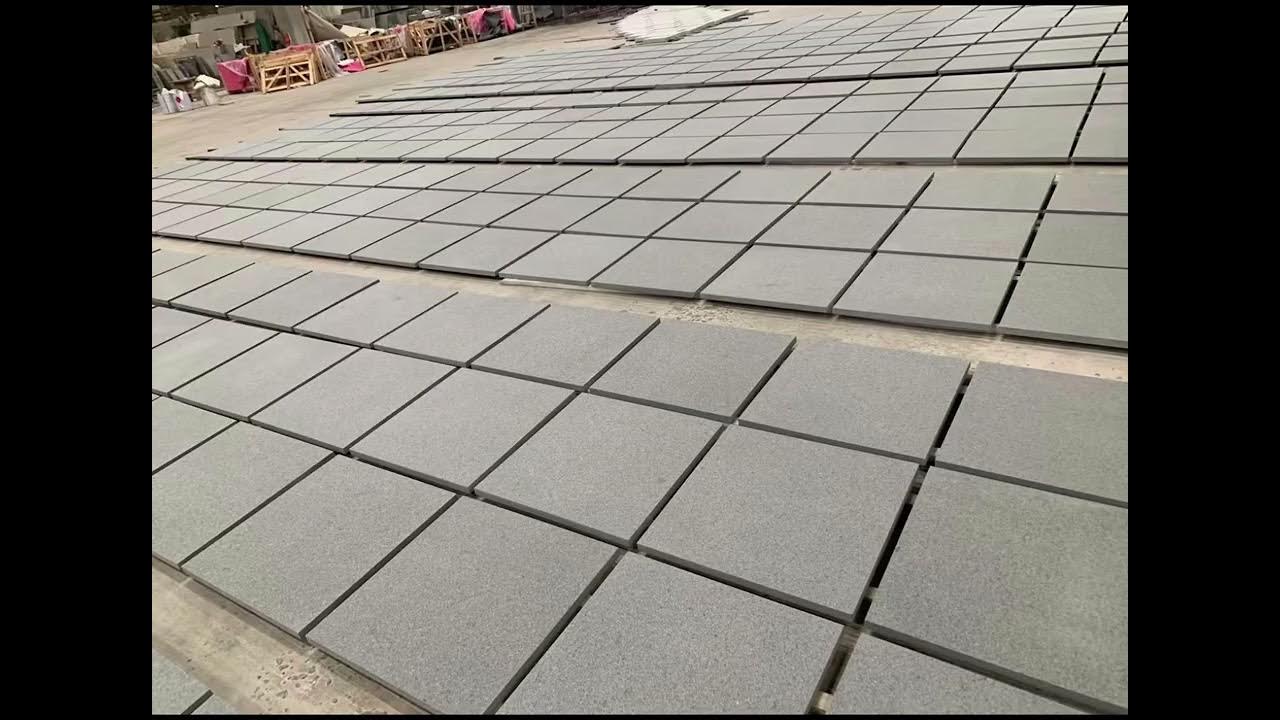 Dark Grey Granite G654 flamed tile for European wall facade project from Tingida Stone - YouTube