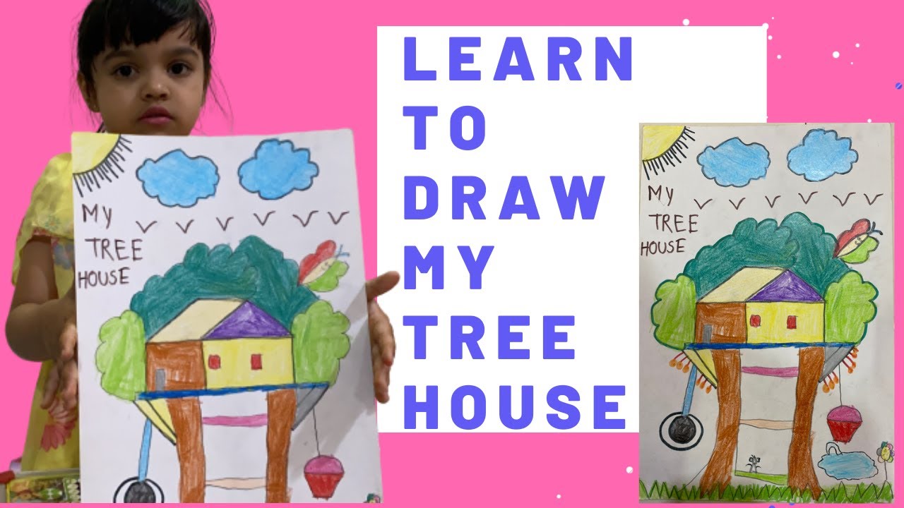 HOW TO DRAW A TREE HOUSE| DRAWING| LEARNING| EASY HOUSE|NURSERY |LKG ...