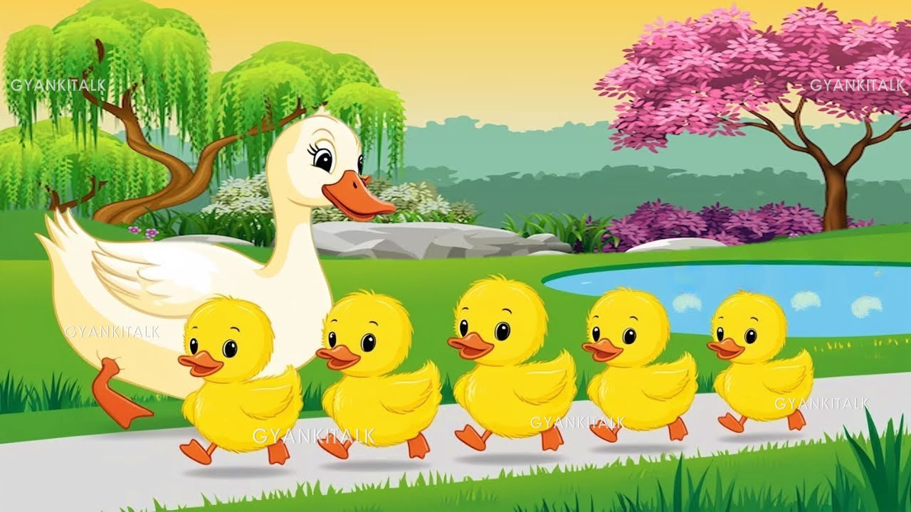 Five Little Ducks | Duck Song | Little 5 Ducks Rhyme | Cartoon Rhyme ...