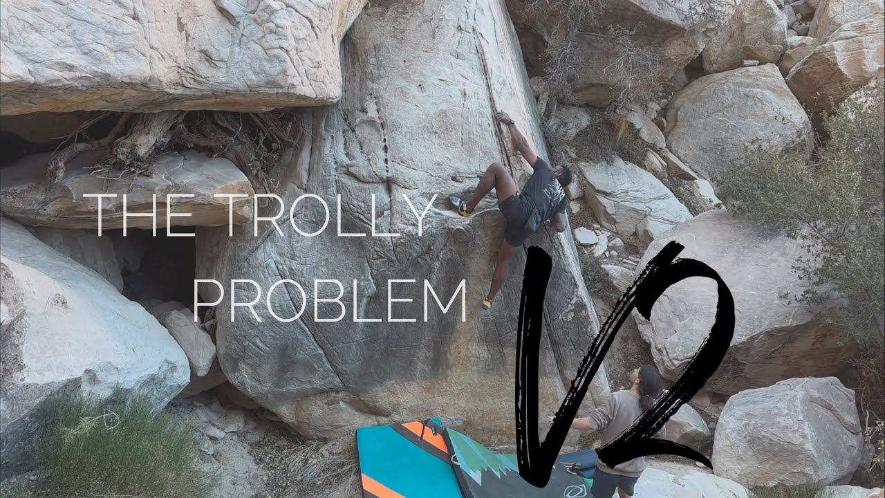 The Trolly Problem ~ V2 ~ Red Rock Bouldering - YouTube