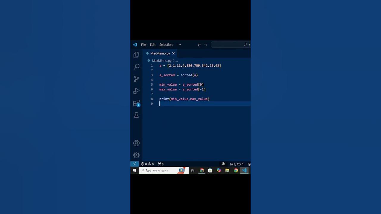 Maximum And Minimum Element In List Array In Python 💯🔥 Learnpython Coding Youtube