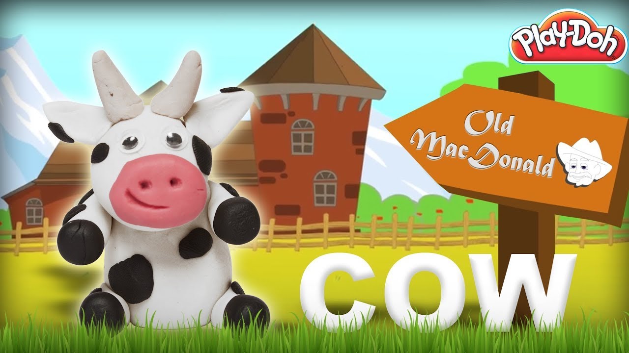 Lets Make Old Macdonald Character Cow with Play Doh Colors - YouTube
