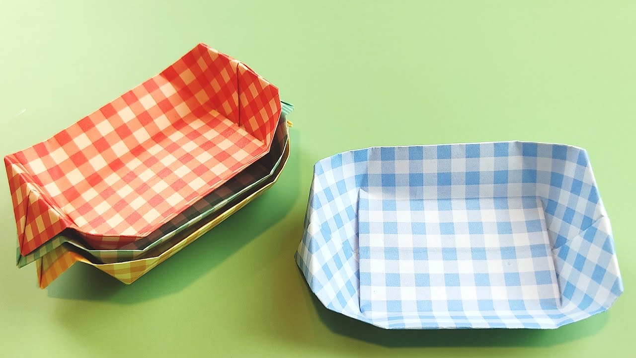 Plate, Dish, Tray (How to make a paper dish) พับจานกระดาษ - YouTube