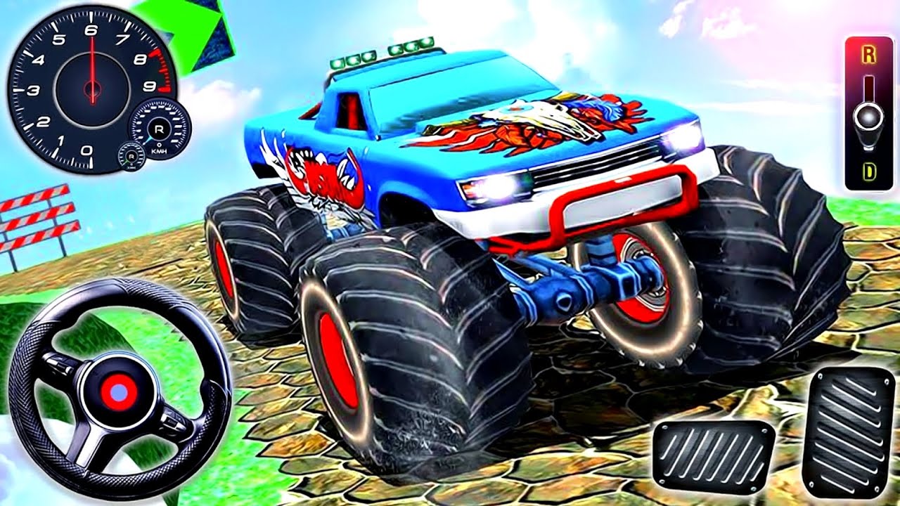 monster truck mega ramp: gameplay unlimited stunts in Android gameplay ...