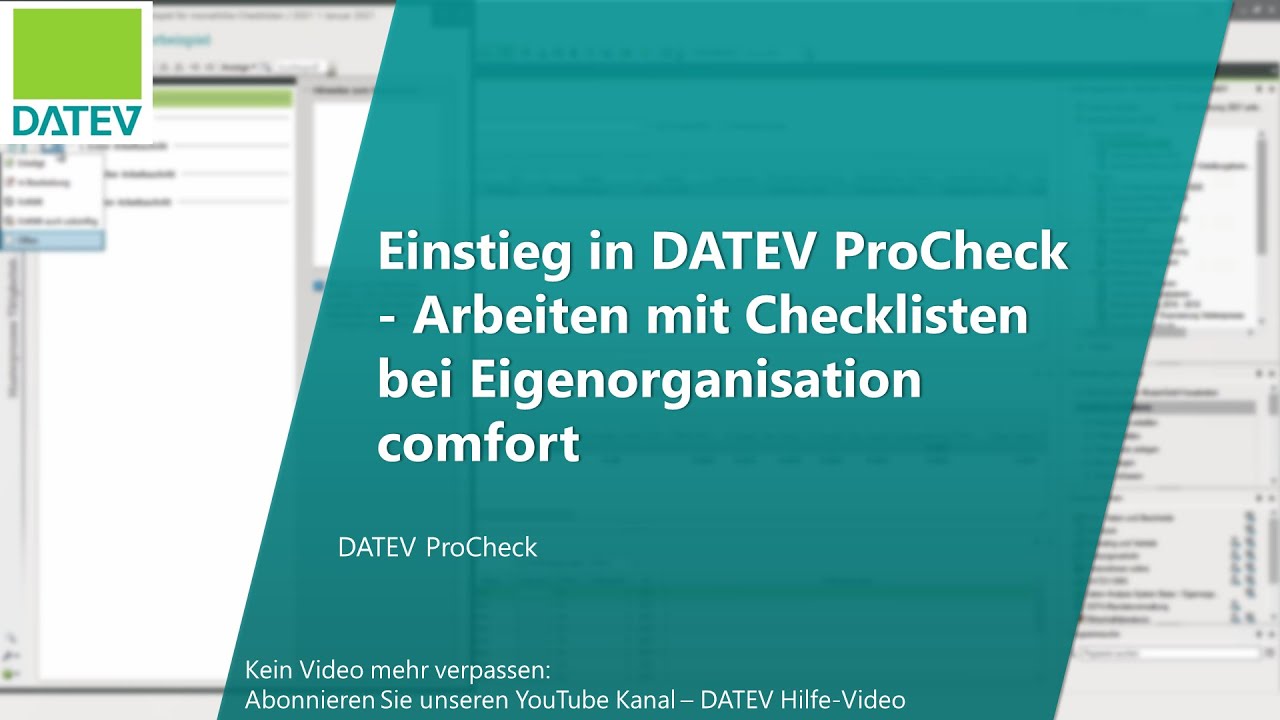 Einstieg in DATEV ProCheck - Arbeiten mit Checklisten bei Eigenorganisation comfort - YouTube