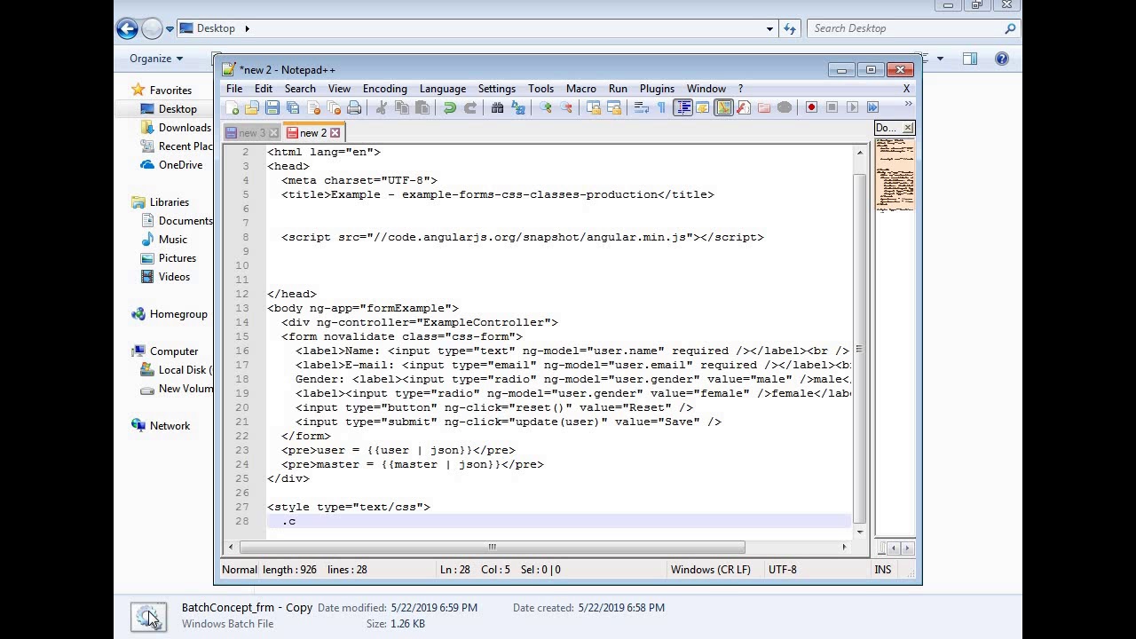 Angularjs Tutorial 112 Css Class Form Session 11 Form Youtube