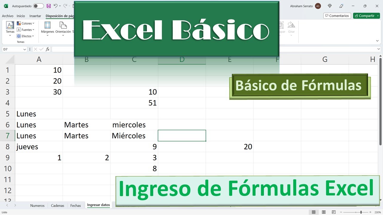 Básico de Fórmulas de Excel - YouTube