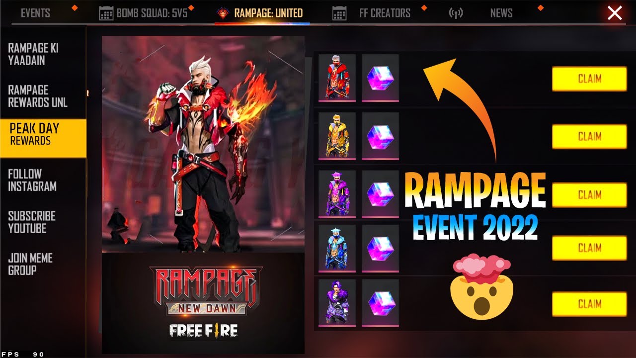FREE FIRE RAMPAGE EVENT 2022 REWARDS LEAKED 😱 ️ || NEW EVO BUNDLE, AUG ...