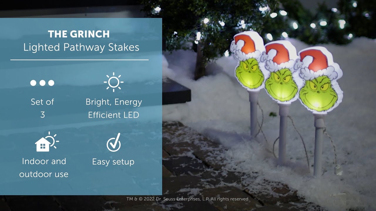 THE GRINCH Lighted Pathway Stakes - YouTube