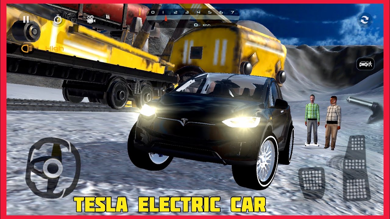 DRIVING TESLA E CAR | TESLA CAR SIMULATOR GAMES #23 | OFFROAD CAR ...