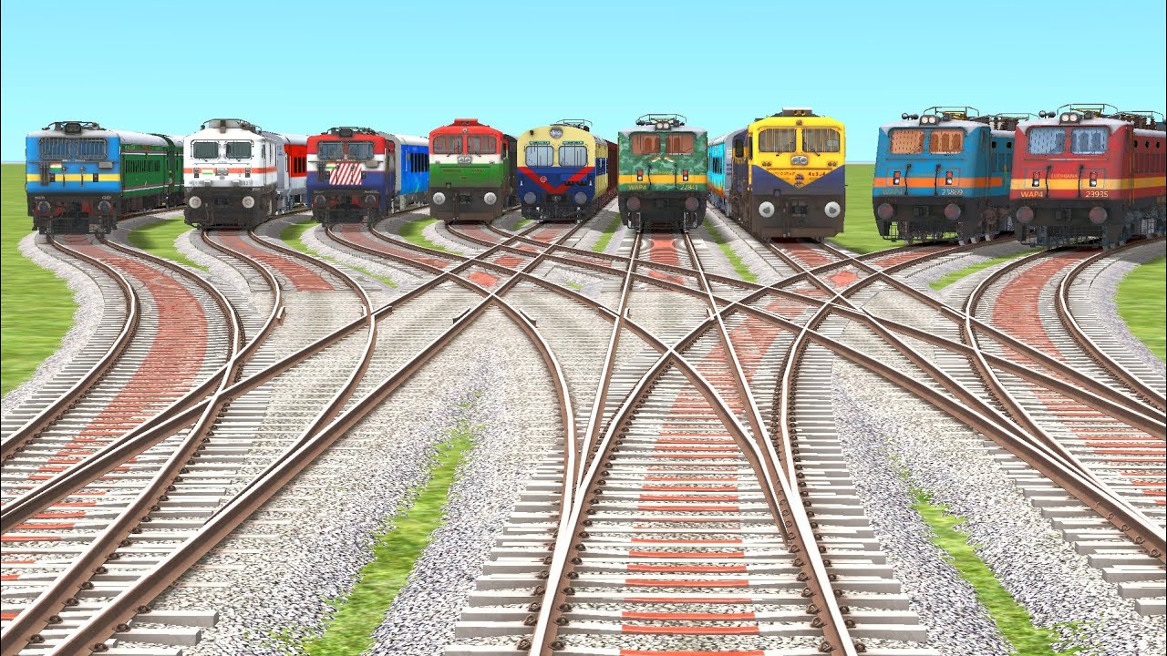 9 TRAIN CROSSING ON CURVED WITH ONE SIDED FORKED RAILROAD | Indian ...