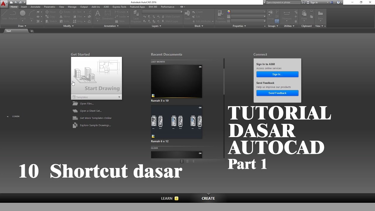 TUTORIAL AUTOCAD UNTUK PEMULA (10 SHORTCUT DASAR) PART 1 - YouTube