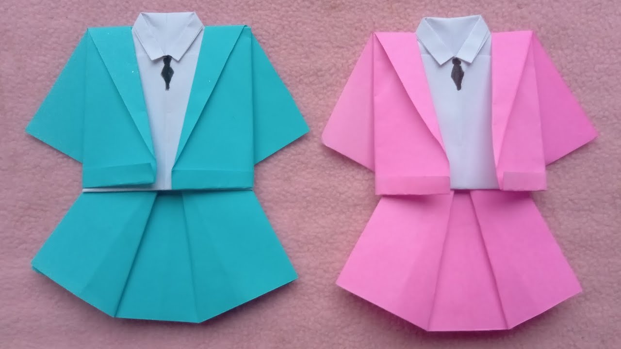How to make origami dress || DIY paper school uniform / paper dress ...
