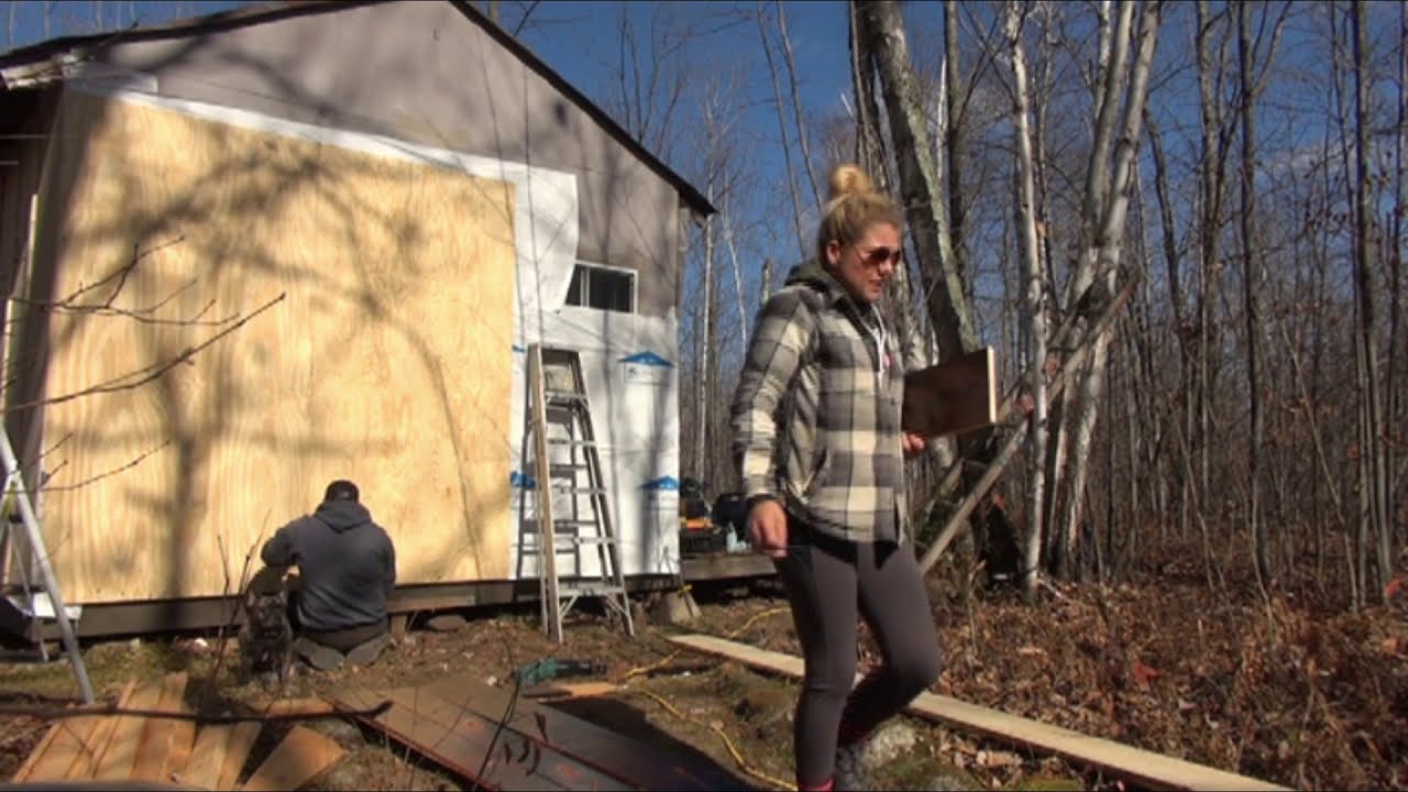 Off Grid Shed to Cabin Build - PROGRESS! Kitchen Counter Build & Siding -In The Woods -Oh & Dogs ...