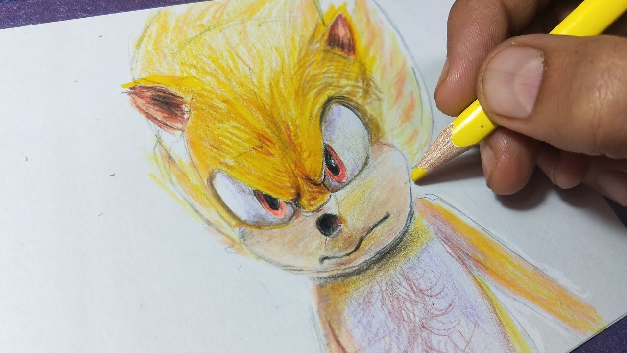 How to draw super sonic // outline and coloring very easy - YouTube