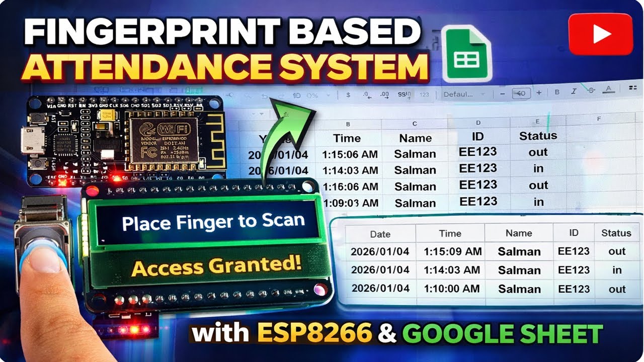 IoT Fingerprint Attendance System with Google Sheets - YouTube