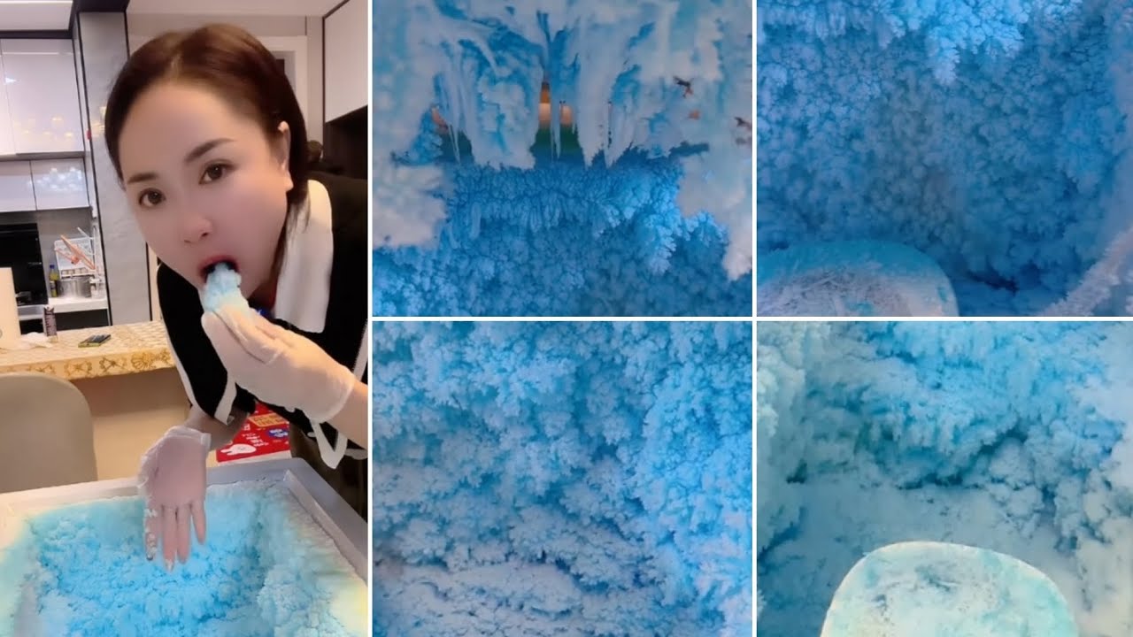 FREEZER FROST EATING / OPEN FREEZER EATING / ASMR / BY AJING 💙 - YouTube