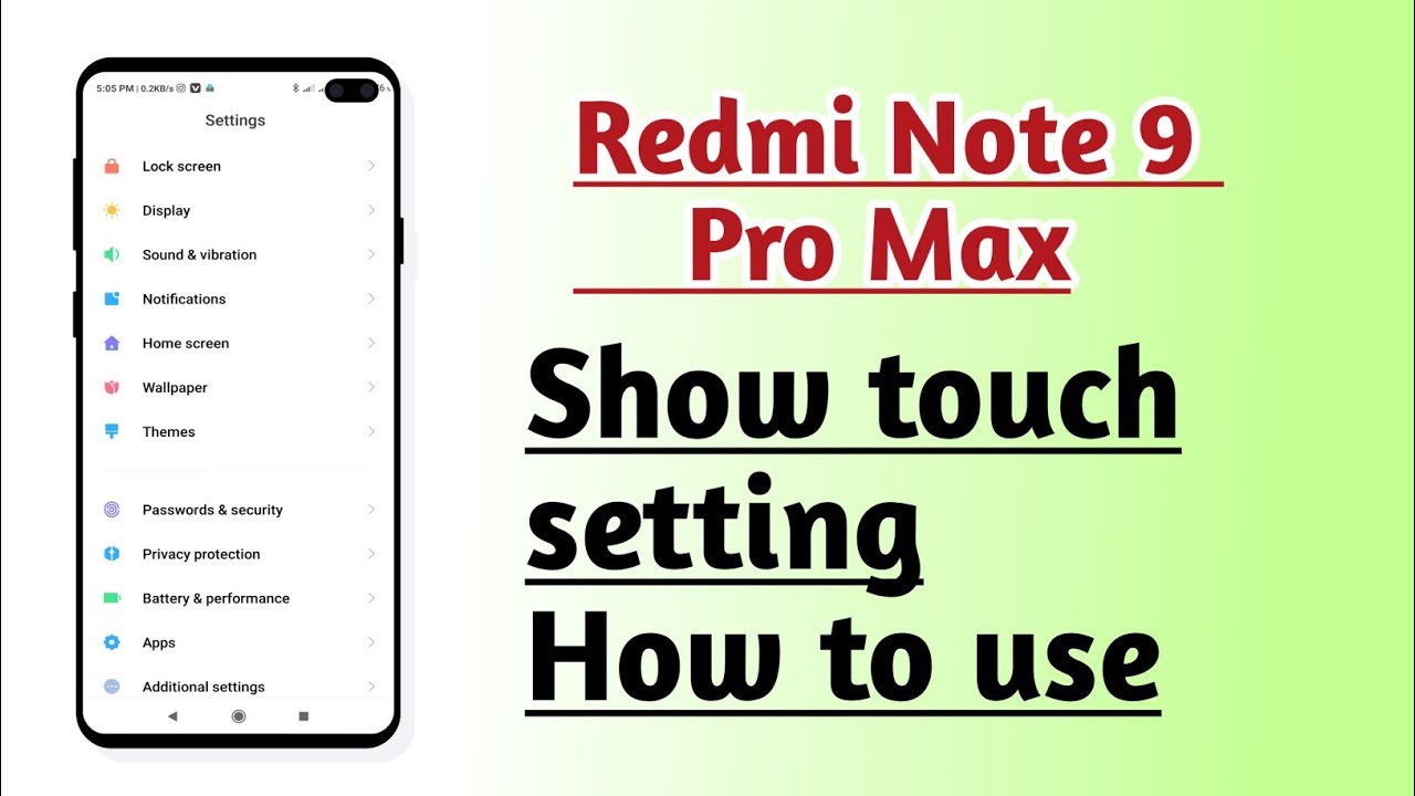 Redmi Note 9 Pro Max , Show touch setting How to use - YouTube