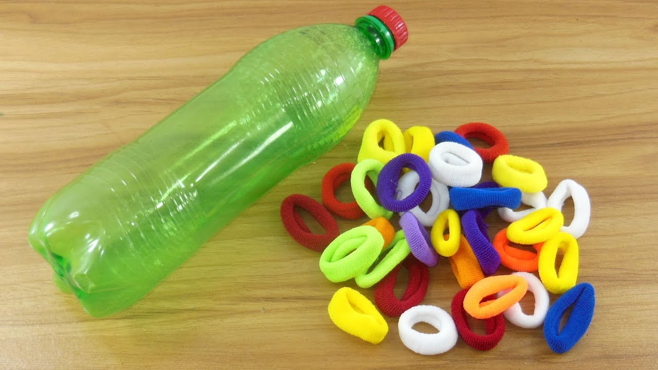 waste plastic bottle & Hair rubber band craft idea | best out of waste ...