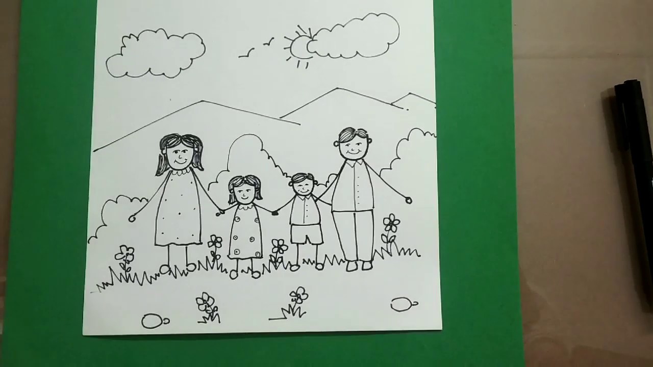 How to draw my family# happy family# easy to draw - YouTube