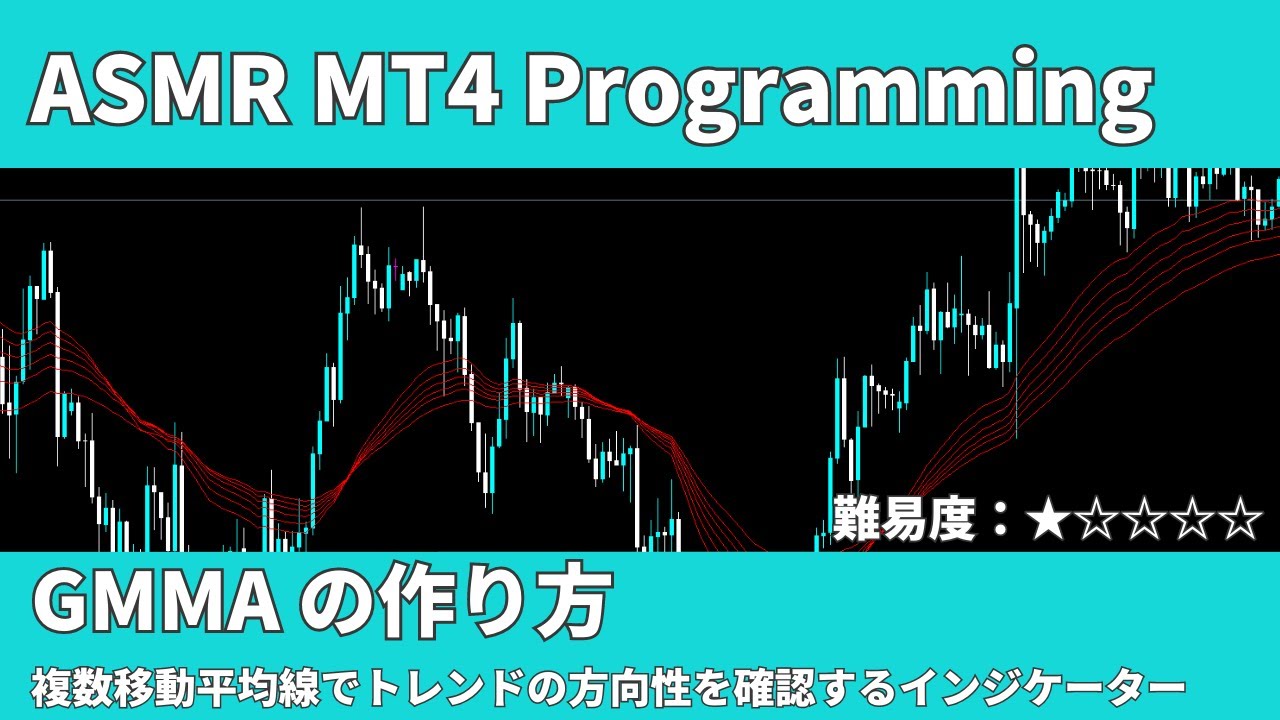 【ASMR MT4 Programming】複数移動平均線を表示してトレンドの方向性を確認するGMMAインジケーター - YouTube
