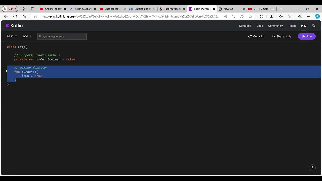 Kotlin (Programming Language) Project 42: 'Kotlin Class and Object 2' Created by Trishanth Kumar ...